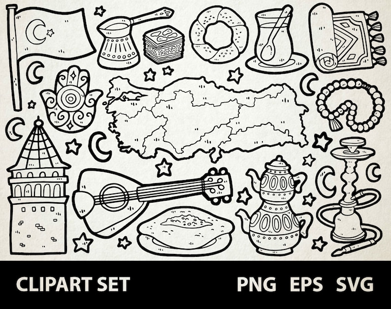 Turkey / Digital Clip Art Graphics / SVG, PNG, EPS / Istanbul, Antalya ...