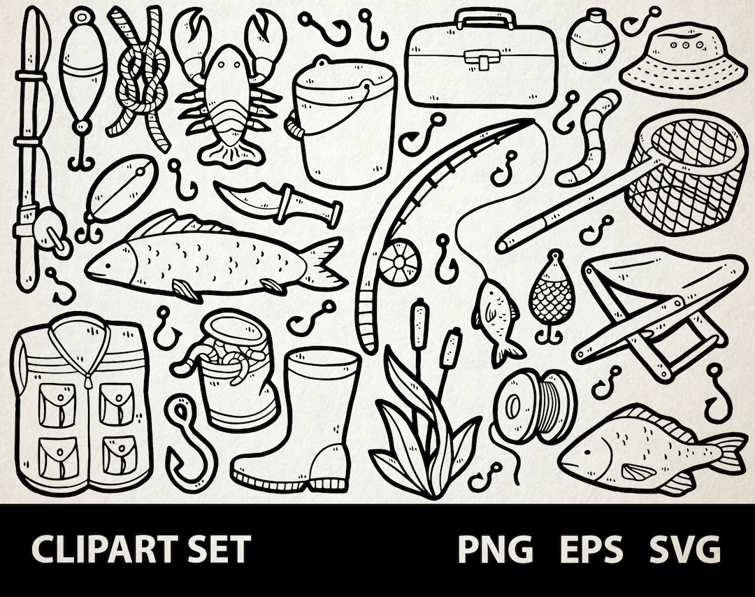 Fishing / Digital Clip Art Graphics / SVG, PNG, EPS / Fish, Fisherman ...