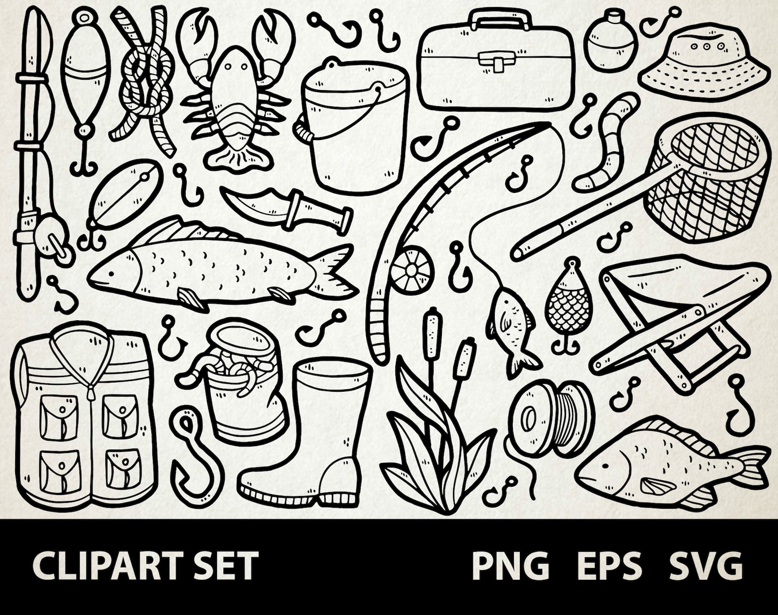 Fishing / Digital Clip Art Graphics / SVG, PNG, EPS / Fish, Fisherman ...