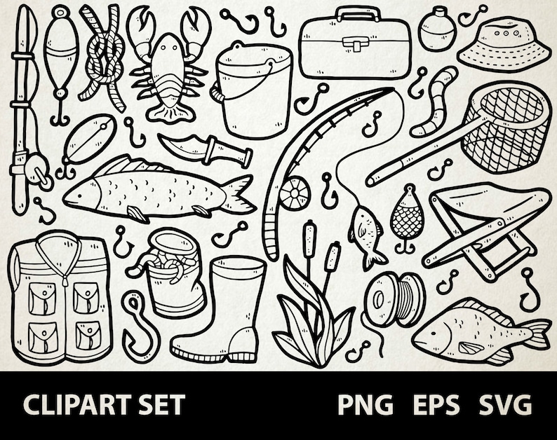 Fishing / Digital Clip Art Graphics / SVG, PNG, EPS / Fish, Fisherman ...