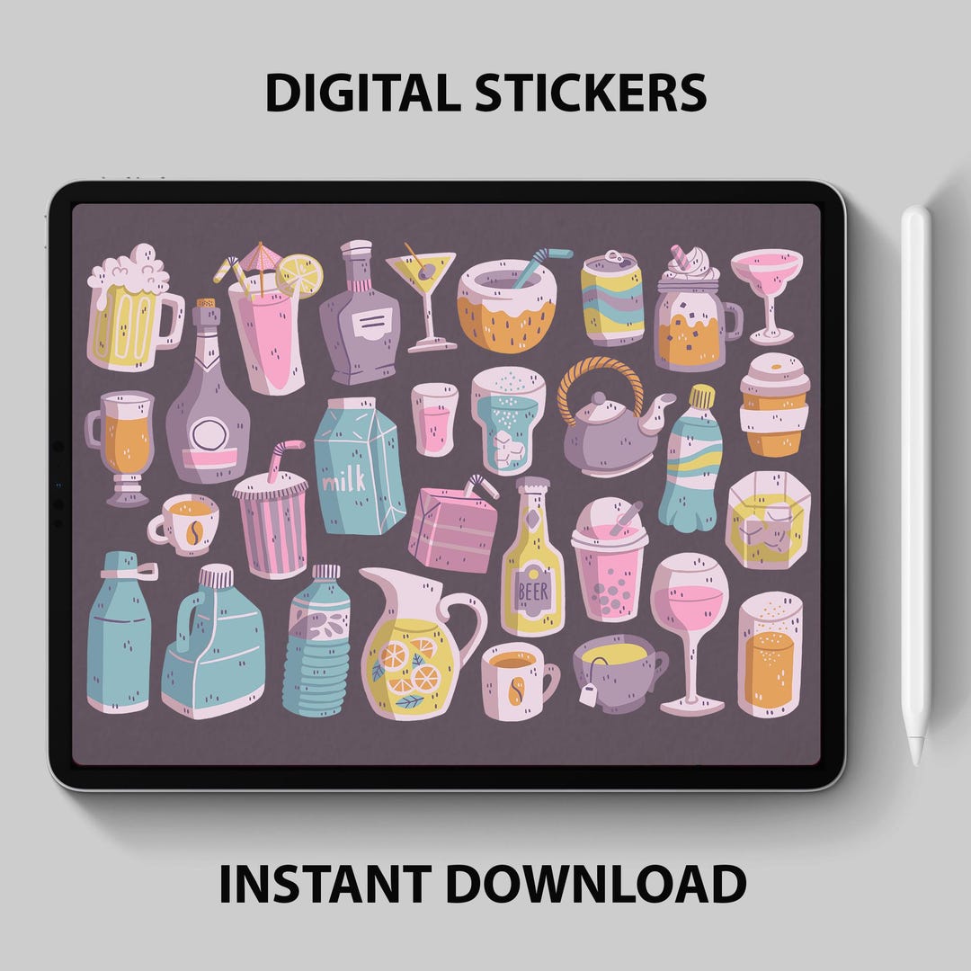 Beverages Digital Stickers – Drinks, Coffee, Tea, Beer, Cocktail & More ...