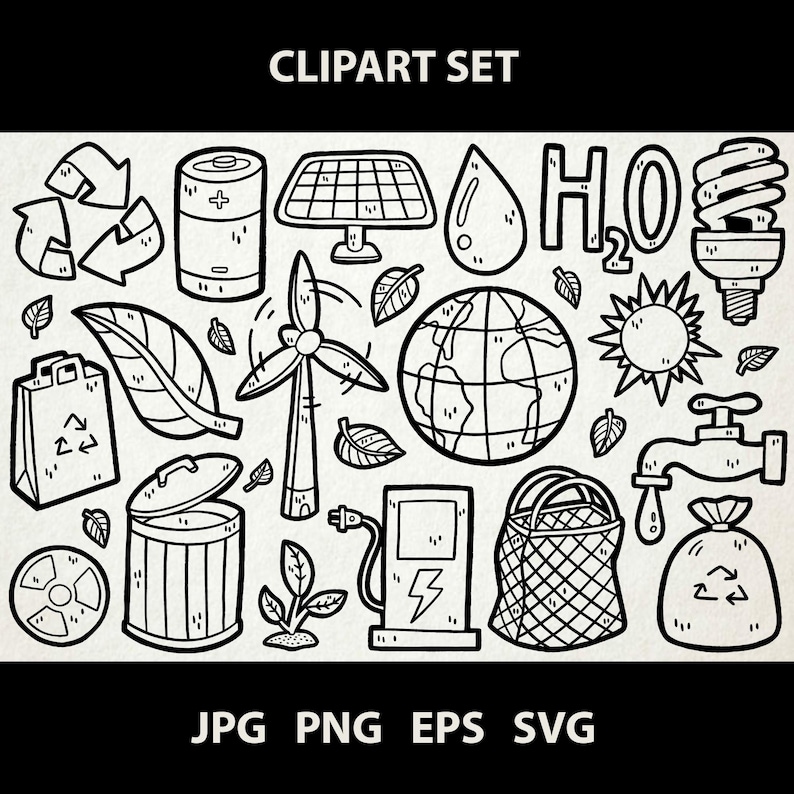 Ecology & Environment Clipart | Jpg, Png, Eps, Svg | Digital Line Art ...