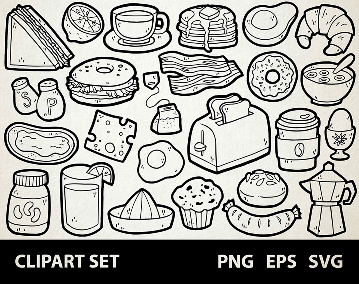 Breakfast / Digital Clip Art Graphics / SVG, PNG, EPS / Brunch, Coffee ...