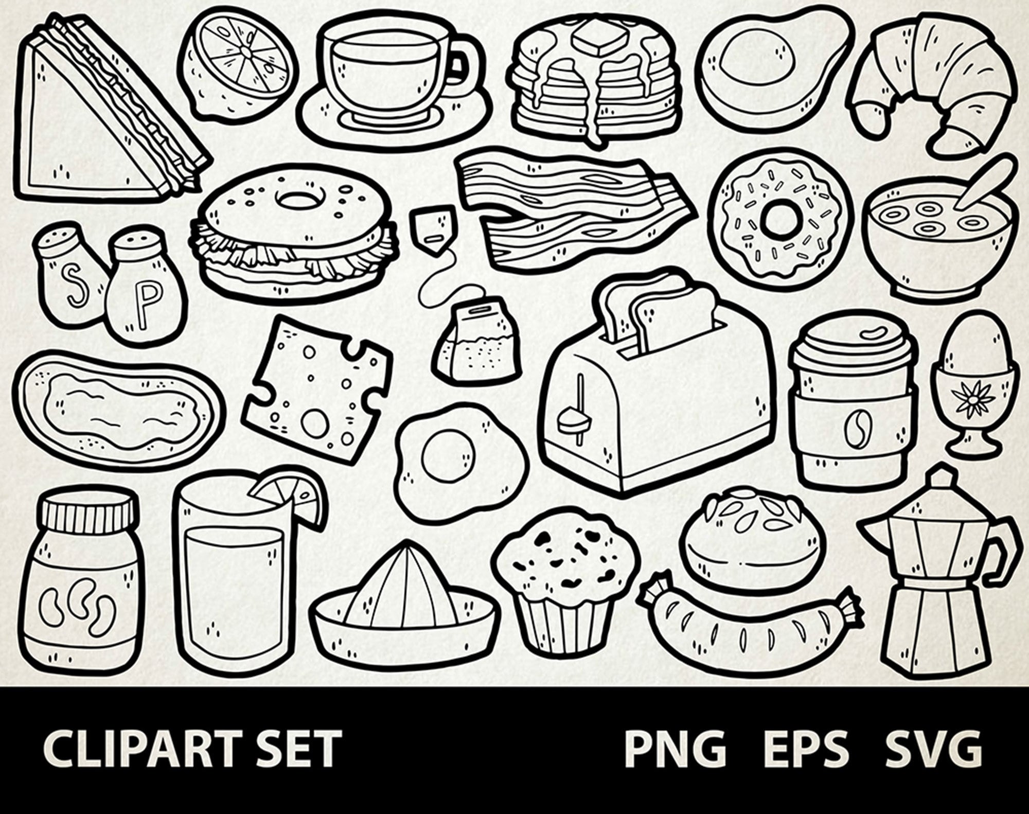 Healthy Breakfast Clipart Black And White