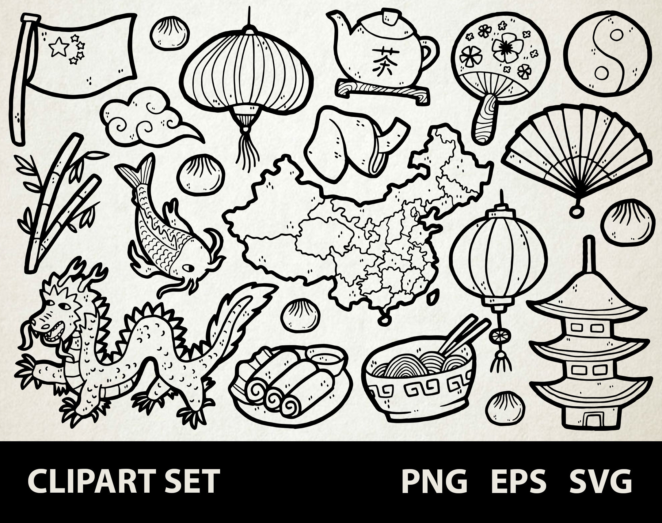 China / Digital Clip Art Graphics / SVG, PNG, EPS / Asia, Traditional ...