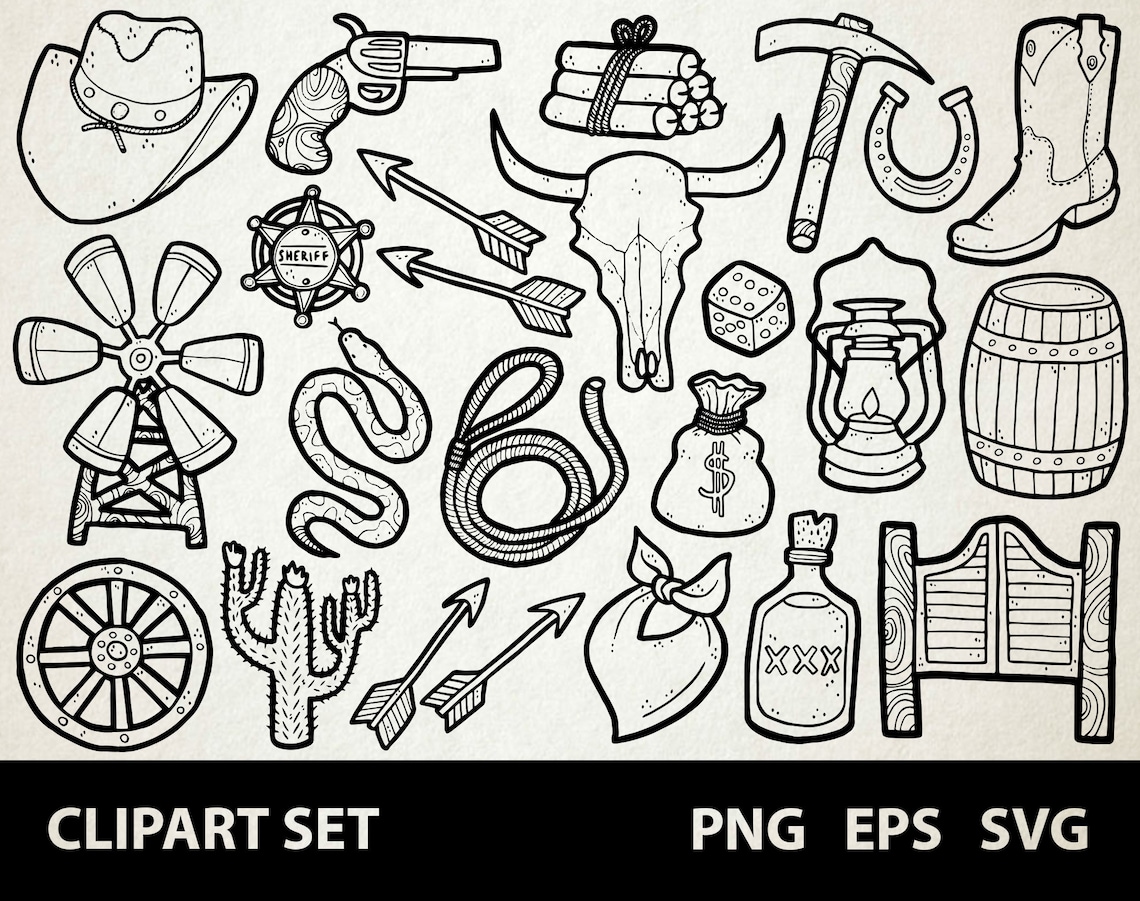 Wildwest / Digital Clip Art Graphics / SVG, PNG, EPS / Wild West ...