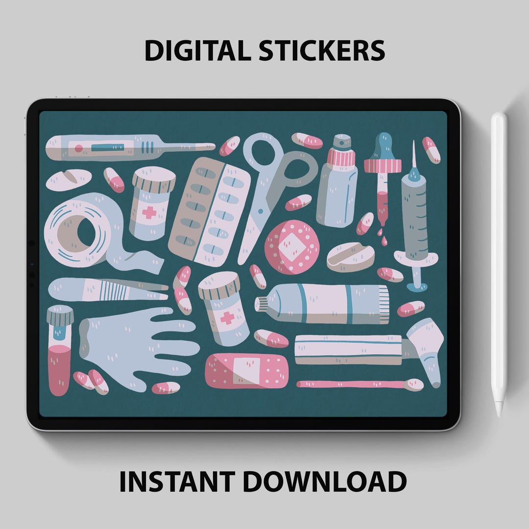 First Aid Digital Stickers – Medical Kit, Bandages & Emergency Supplies ...