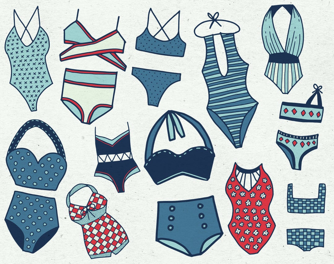 SWIMWEAR / Doodled Graphics / Swimsuit, Bathing Suit, Bikini, Beachwear ...