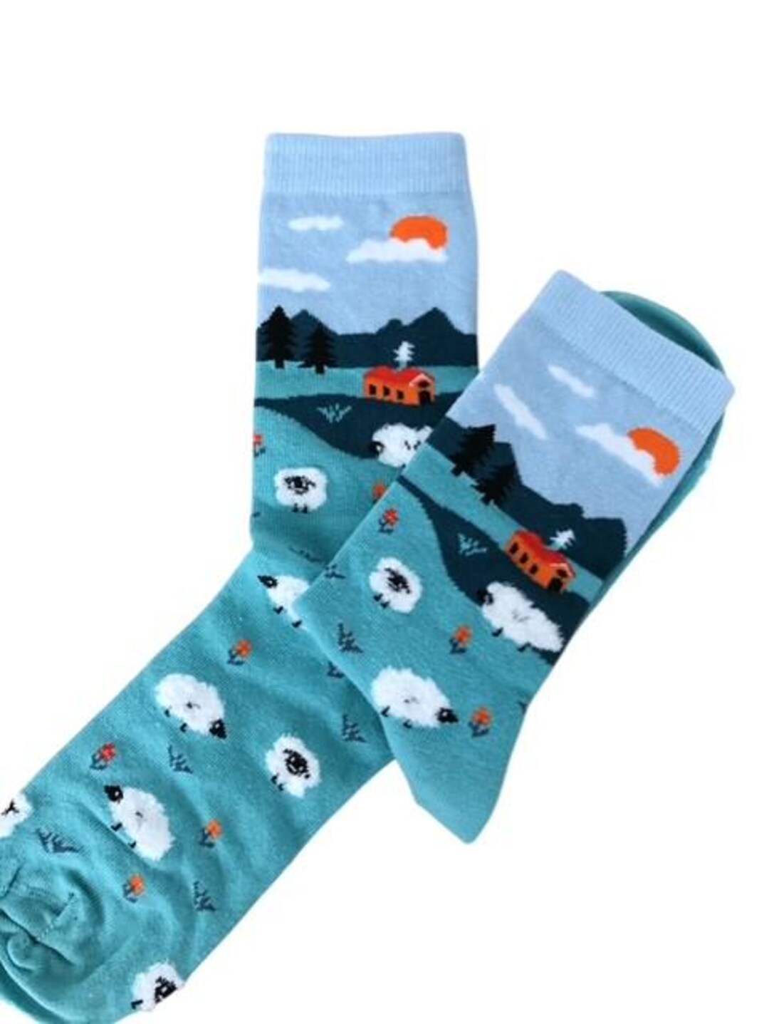 Ladies Socks With Sheep Scene Design, Bnwt, Christmas, Stocking Filler ...