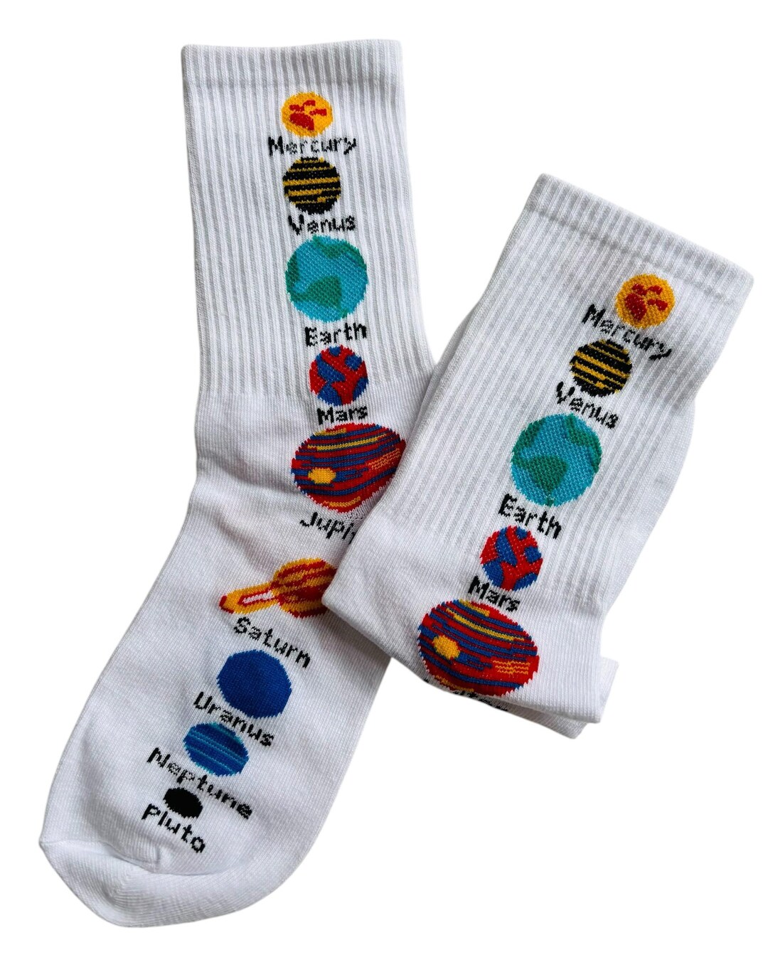 Ladies White Socks With 9 Planets Design, Bn, Gift, Birthday, Christmas ...