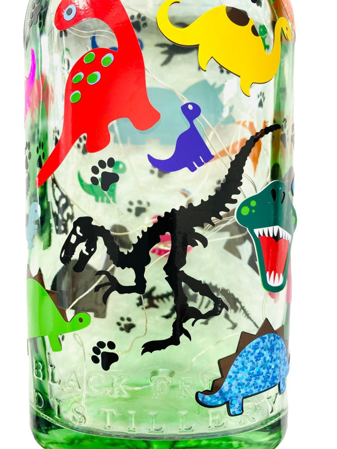Dinosaur Vinyl Decorated Glass Bottle With LED Lights On/off - Etsy