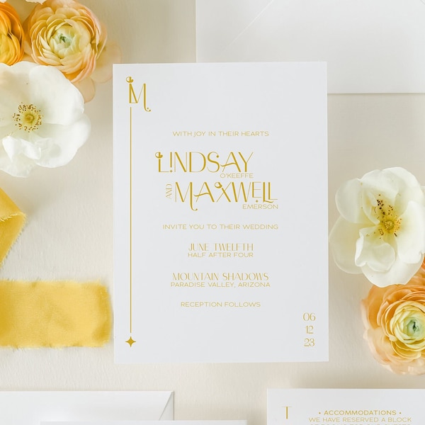 Yellow Wedding Invitation - Etsy