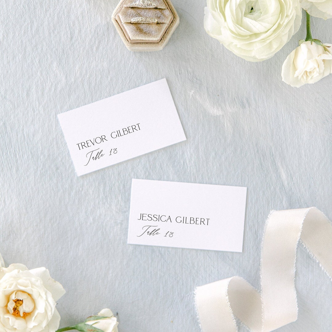 Modern Simple Wedding Name Cards. Black and White Escort Cards. Wedding ...