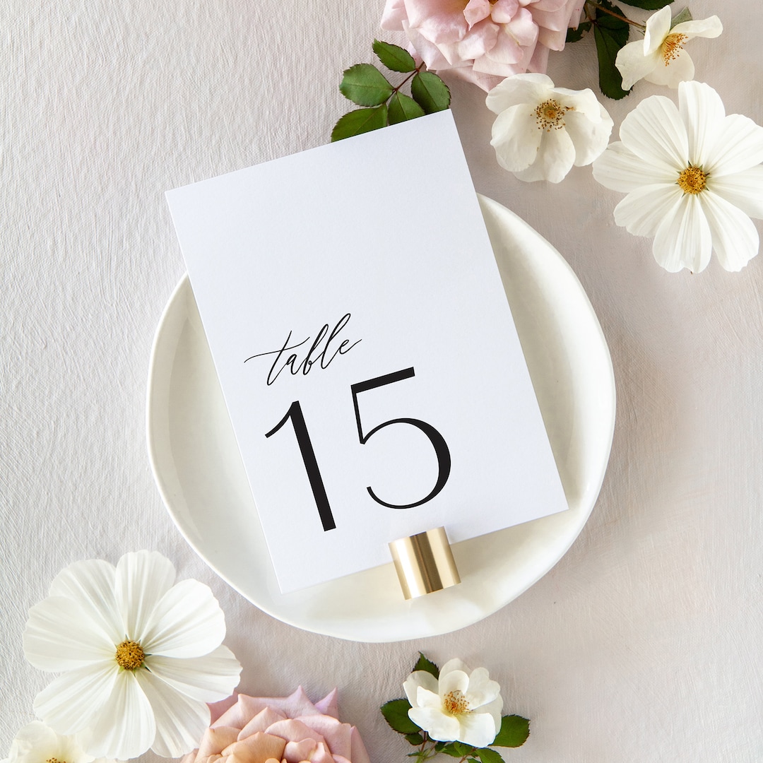 Modern Simple Table Numbers for a Wedding. Black & White Minimalist ...