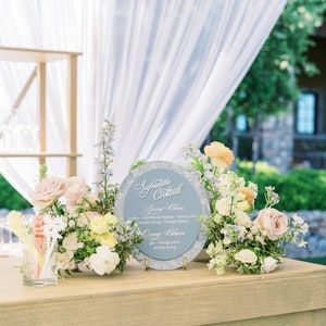 Floral Signature Cocktail Sign for a Wedding - Oval Bar Sign - French ...