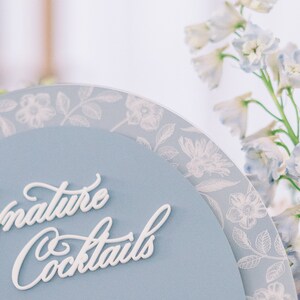 Floral Signature Cocktail Sign for a Wedding - Oval Bar Sign - French ...