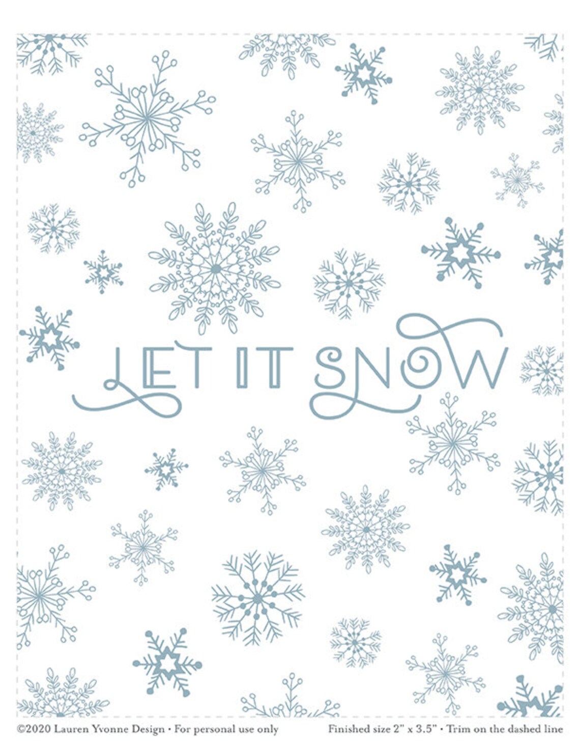 Set of 3 Printable Snowflakes Let It Snow Holiday Art Print. - Etsy