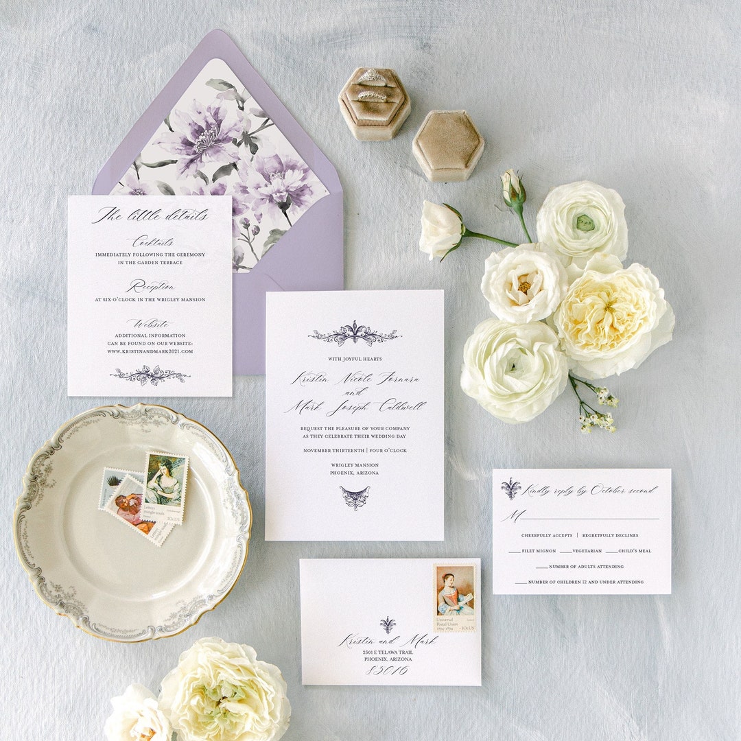 Watercolor Floral Wedding Invitation, Monogram Wedding Invitation ...