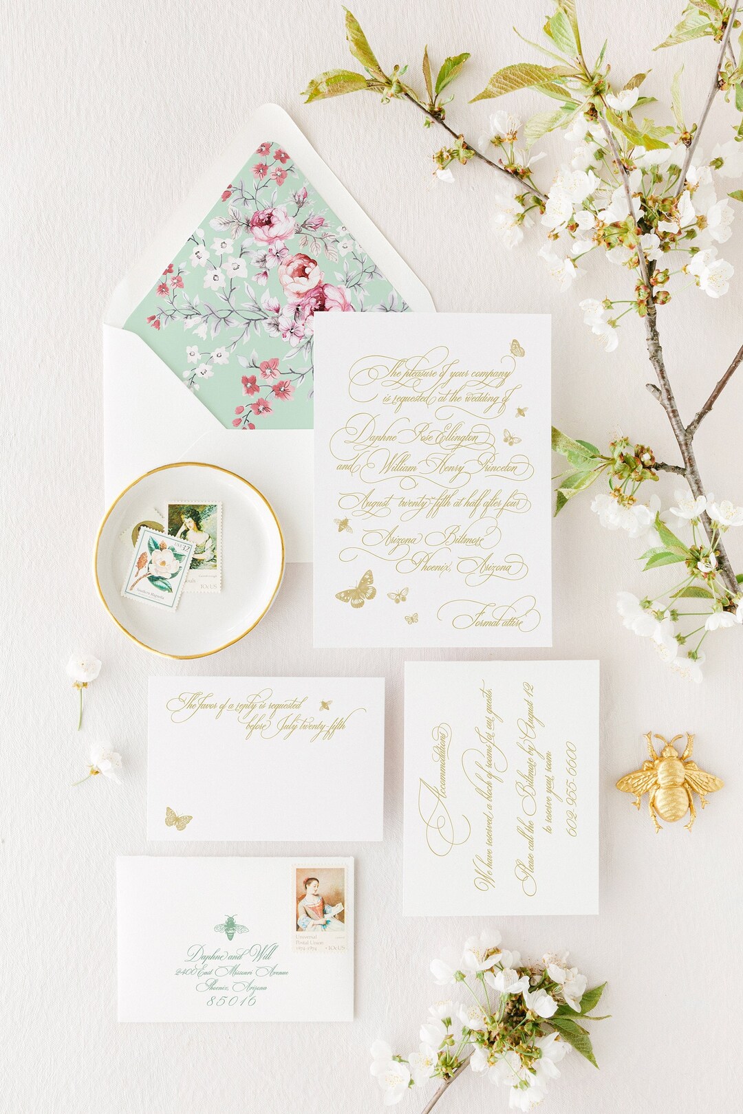 Regency Inspired Floral Wedding Invitation, Classic Wedding Invitation ...