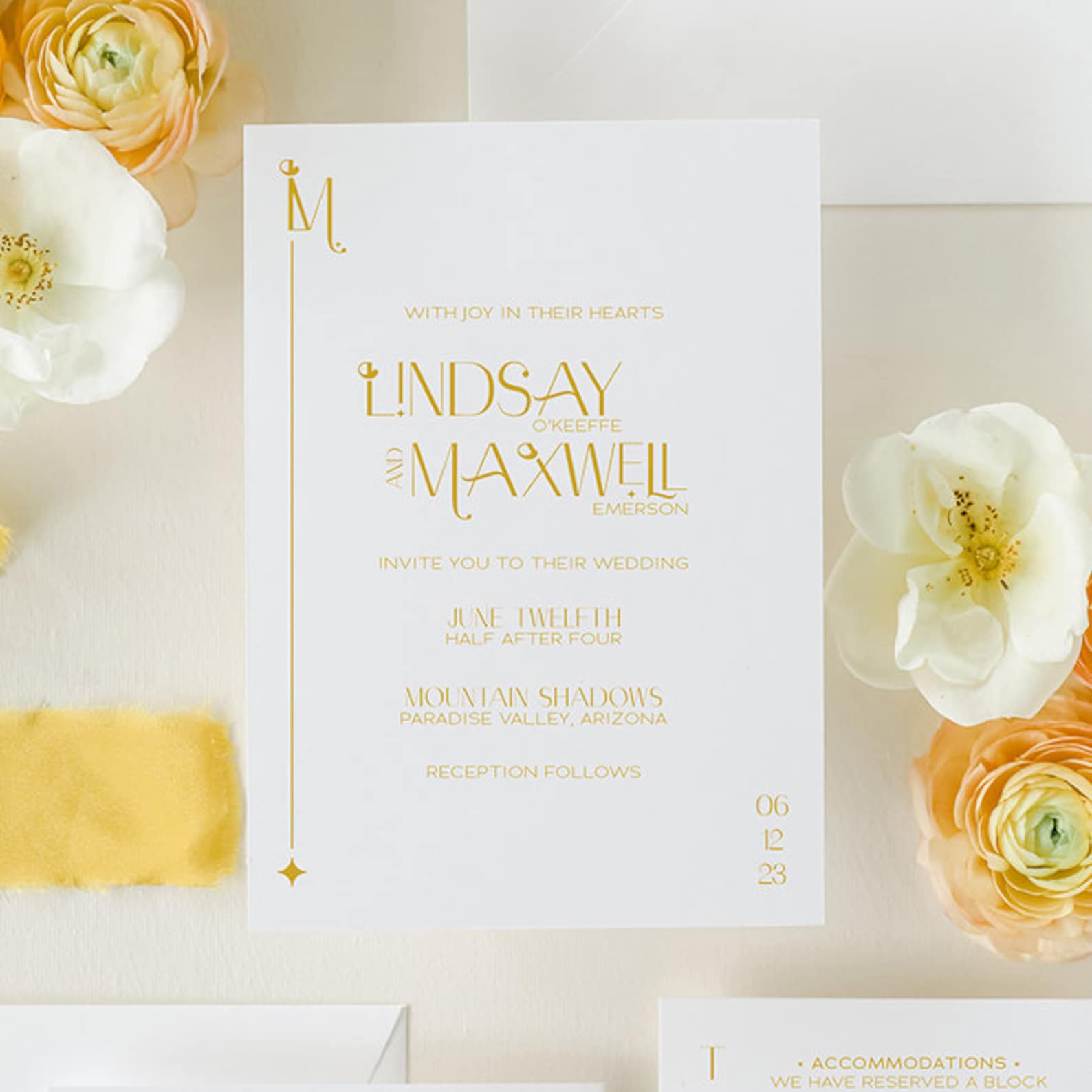 Yellow Mid-century Modern Wedding Invitation, Modern Wedding Invitation ...