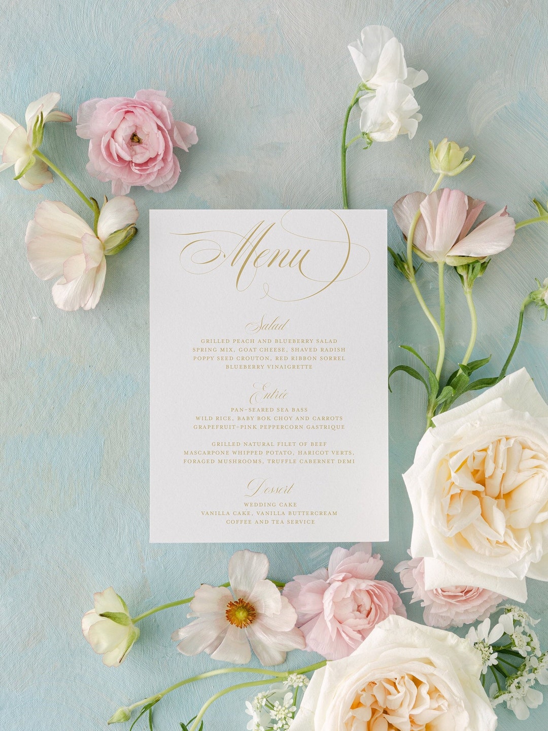 Elegant and Formal Wedding Menu. Printed Wedding Menus. Wedding Table ...
