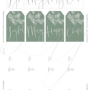 Printable Sage Green Christmas Gift Tags. Holiday Gift Tags. DIY Gift ...