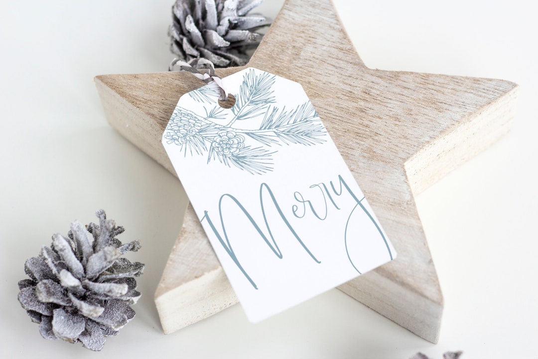 Printable Dusty Blue Christmas Gift Tags. Holiday Gift Tags. DIY Gift ...