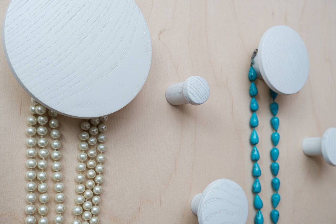 White Oak Wood Wall Knobs | Round Hooks for Wall | Large Round Wall ...
