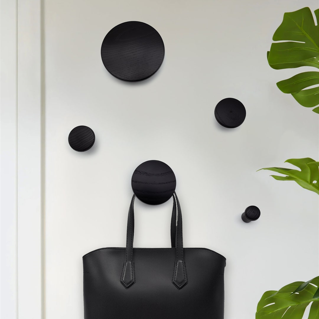 Black Round Wall Hooks Decorative for Hanging Coats , Stylish and Sleek ...