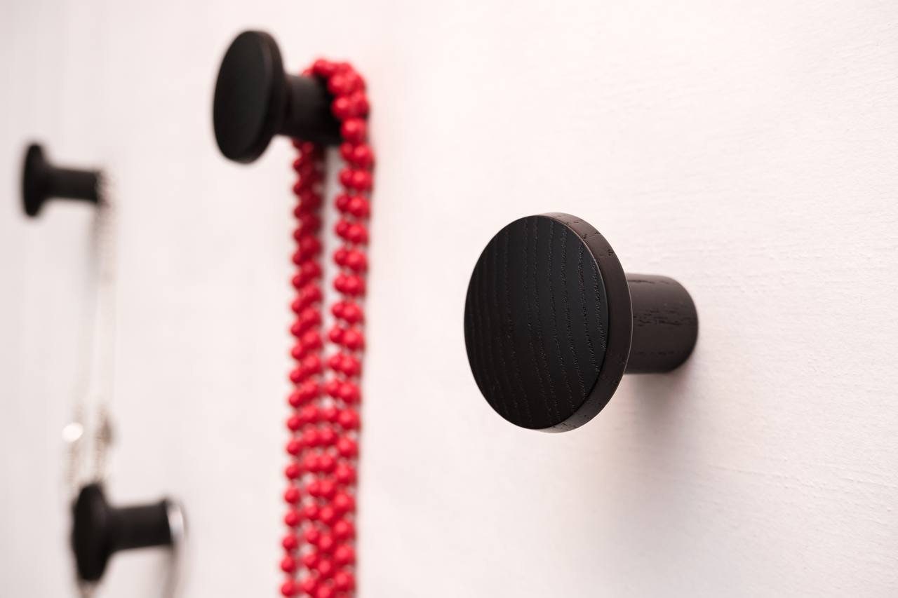 Round Wood Wall Hook Oak Wood Entryway Coat Hooks for Wall Set of ...