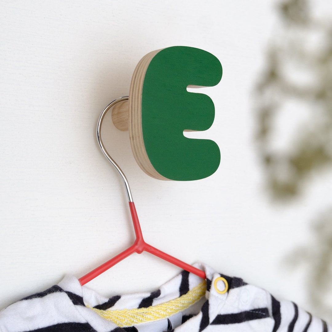 Alphabet Wooden Letters Clothing Hooks for Wall : ABC Kids Hooks ...