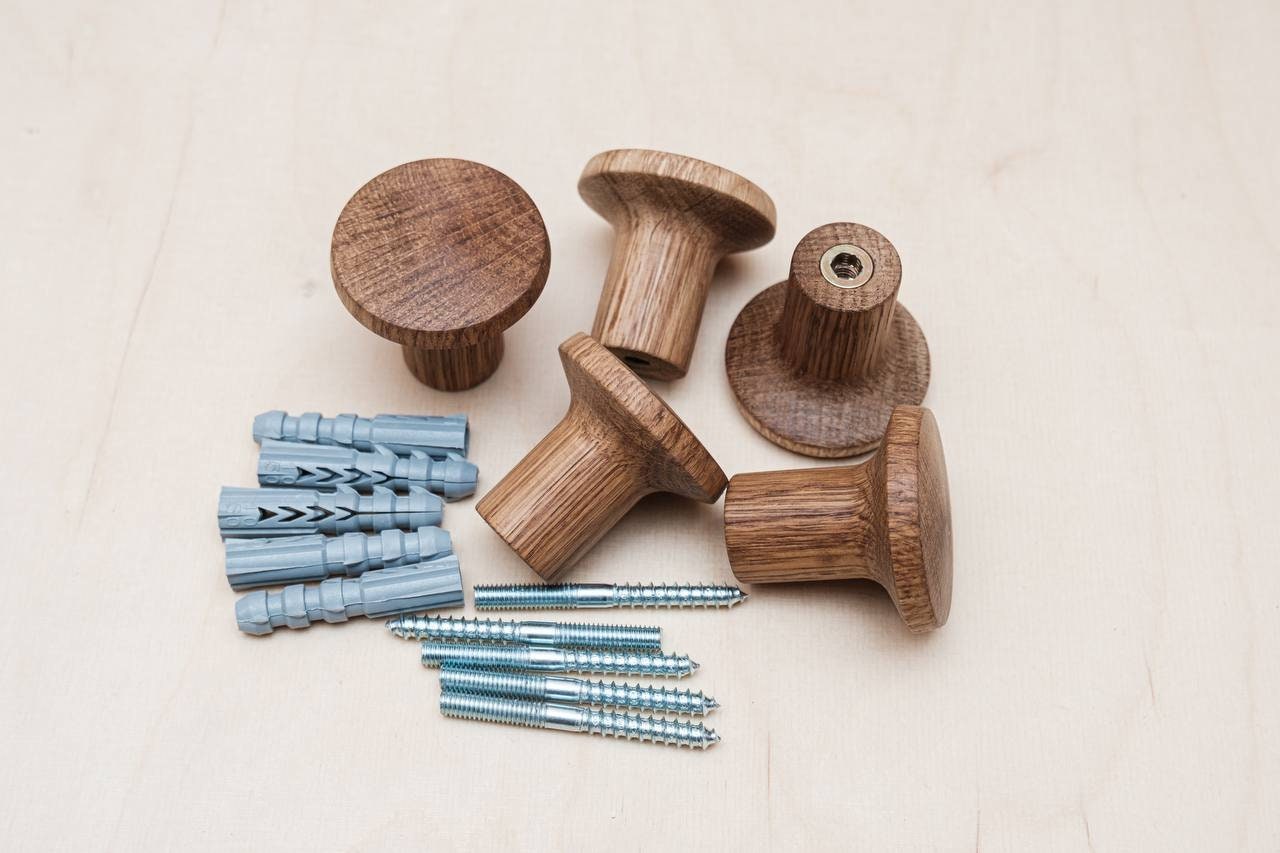 Round Wood Wall Hook Oak Wood Entryway Coat Hooks for Wall Set of ...