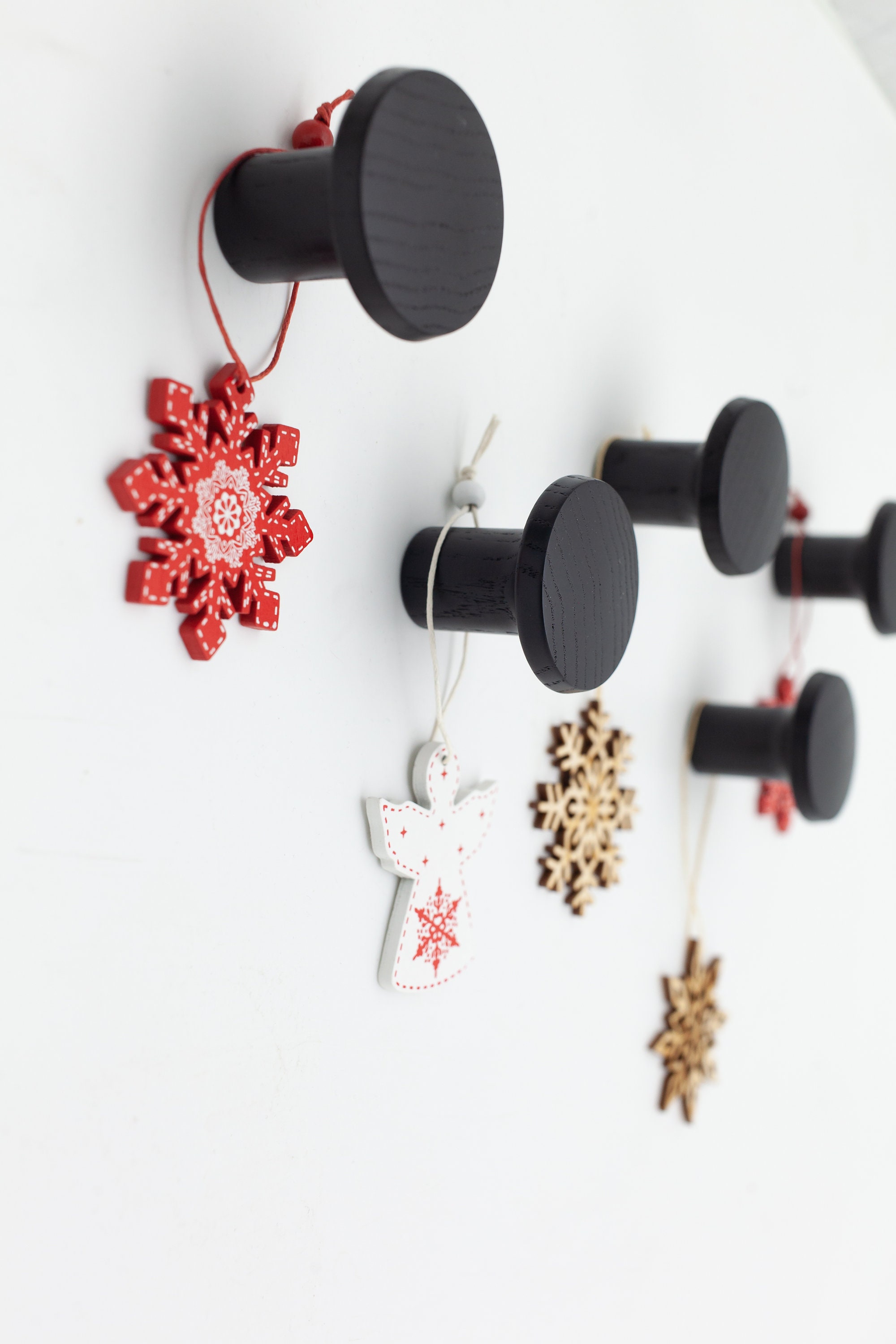 Round Wood Wall Hook Oak Wood Entryway Coat Hooks for Wall Set of ...