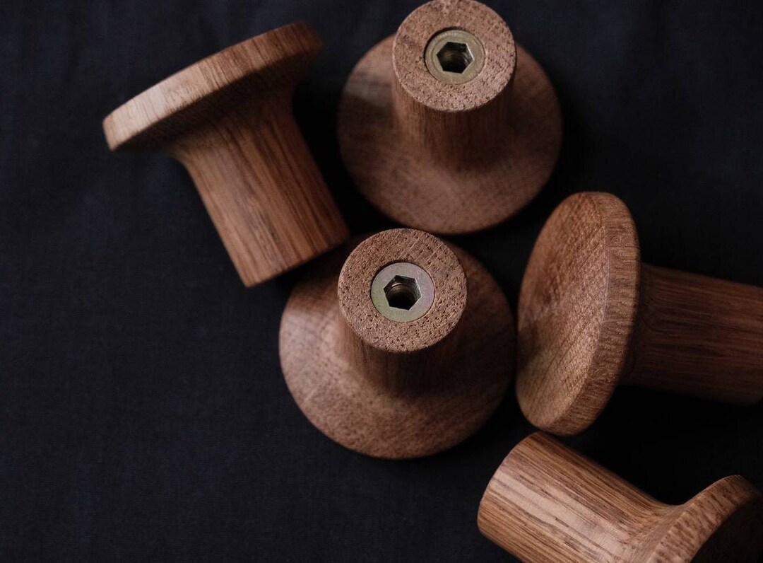 Round Wood Wall Hook | Oak Wood Entryway Coat Hooks for Wall | Set of ...