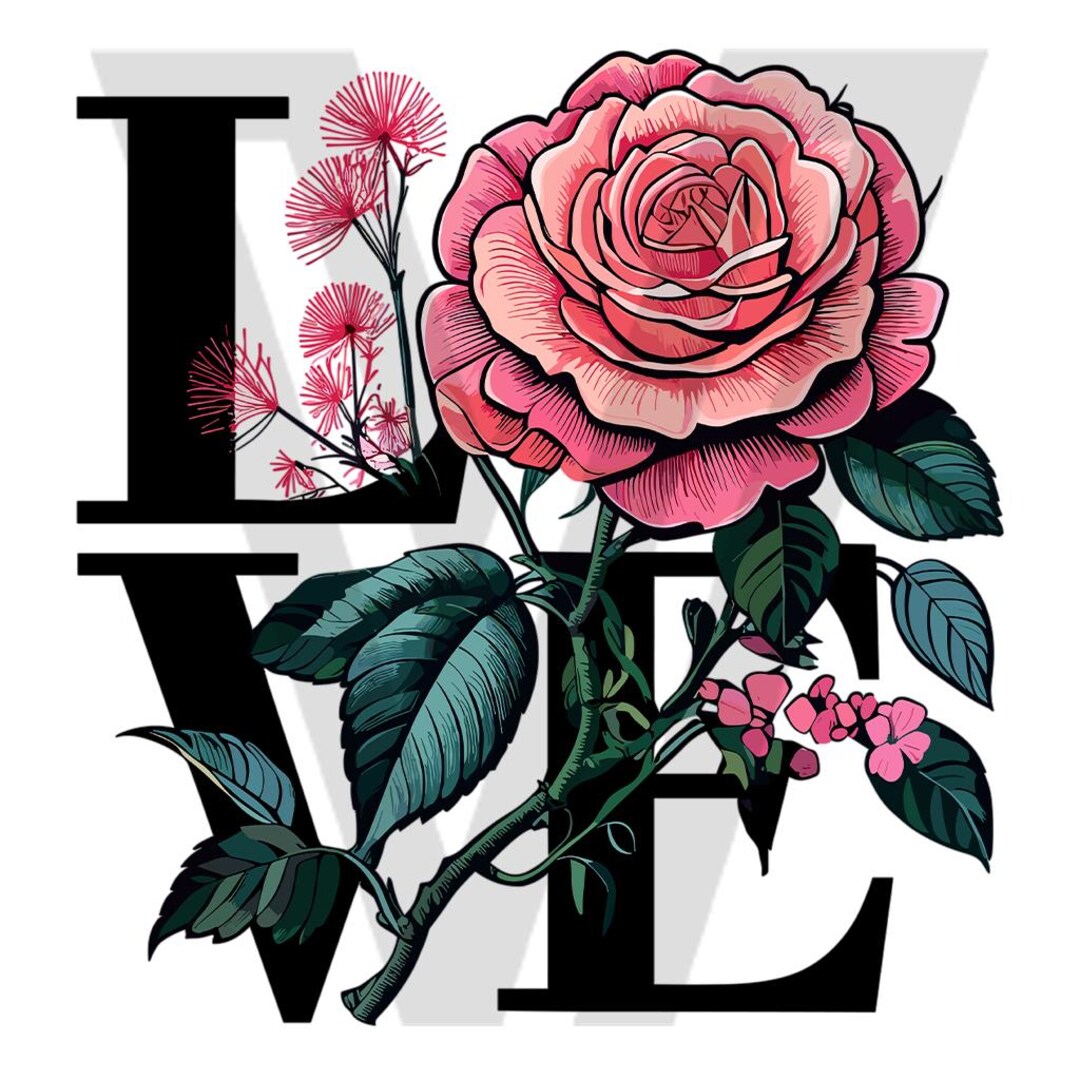 LOVE (rose): Valentine | Romance | Png | Sublimation | DTF | DTG ...