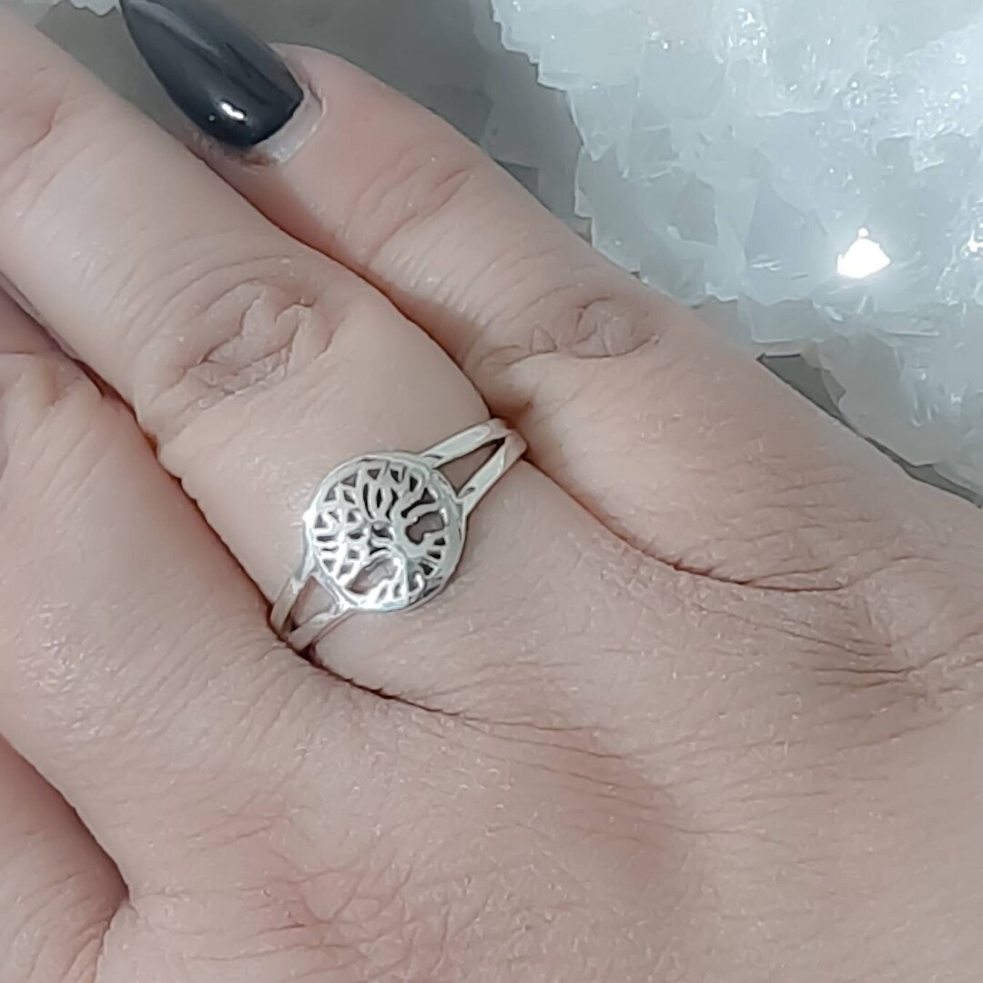Tree of Life Ring Solid Silver, Yggdrasil Ring, Pagan Jewelry, Tree of ...