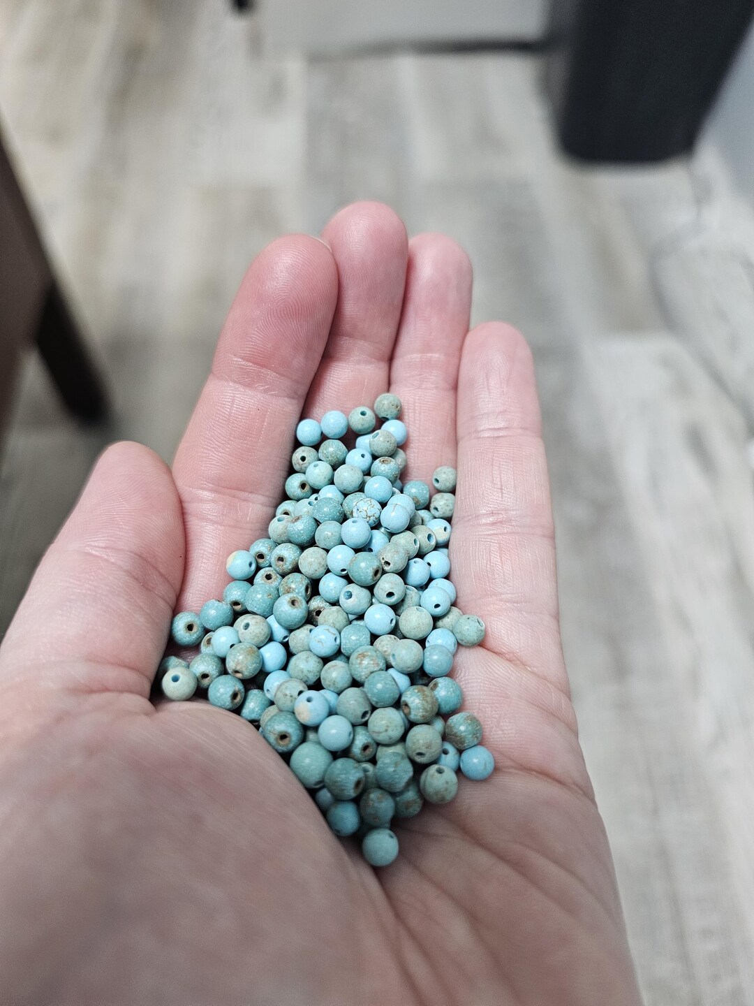 1.1 Oz Tiny Round Turquenite Stone Beads - Etsy