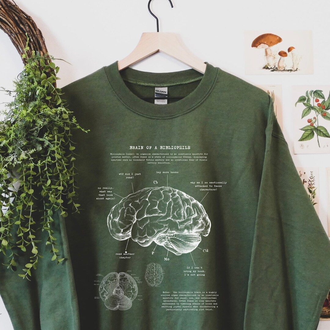 Brain Shirt, Brain of a Bibliophile Anatomical, Weird Stuff, Dark ...