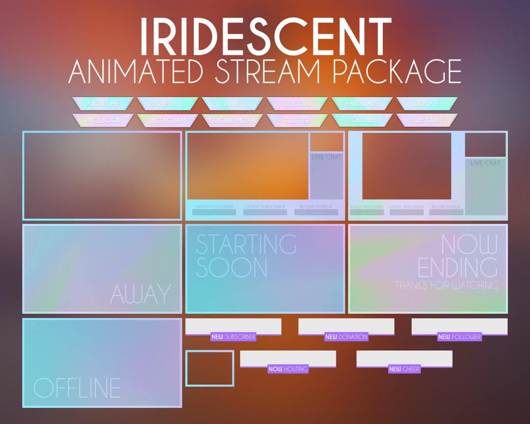 Iridescent Animated Stream Overlay Package - Etsy