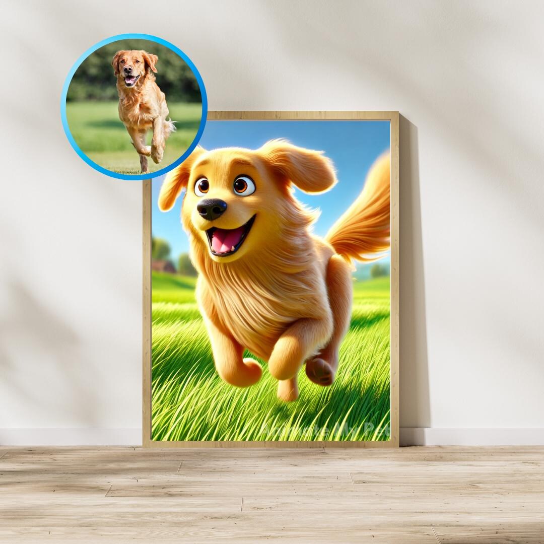 Custom Pixar Pet Portrait, Cartoon Pet Drawing, Personalized Pet Art ...