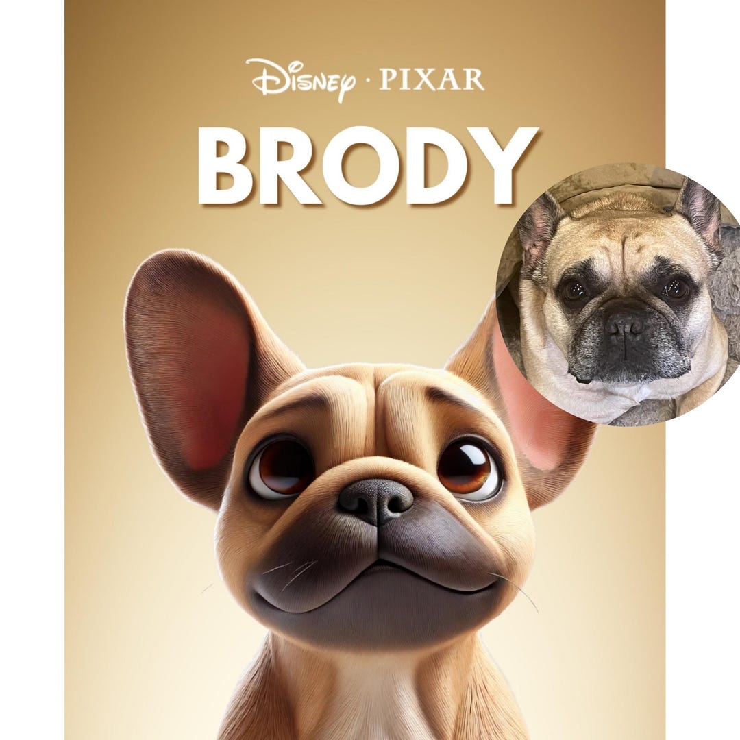 Custom French Bulldog Portrait Animated Frenchie Art, Bulldog Digital ...