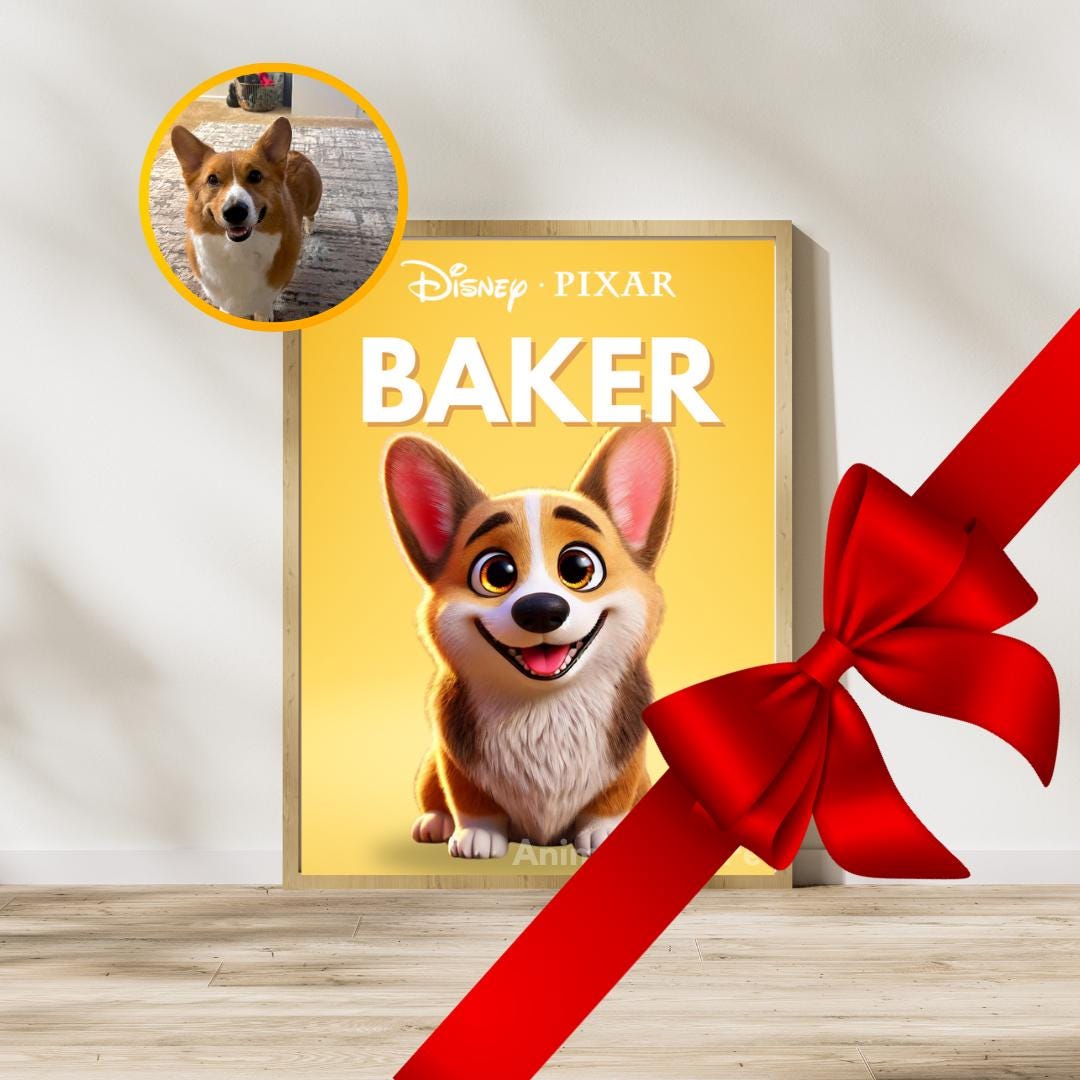 Custom Pixar Pet Poster, Cartoon Pet, Pixar-inspired Caricature ...