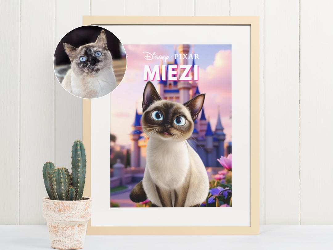 Custom Pixar-inspired Cat Poster - Personalized Cartoon Cat Caricature ...