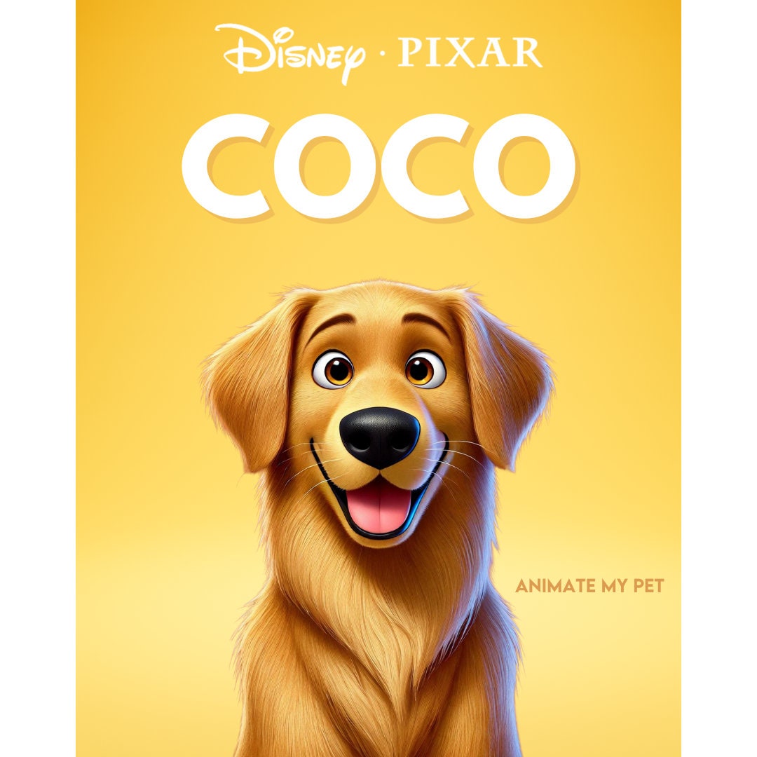Custom Dog Portrait From Photo Pixar Animated Pet Personalized Pet ...