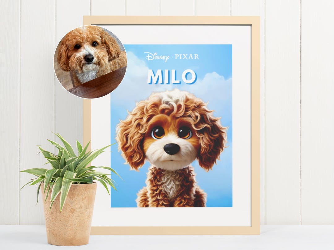 Custom Pixar Pet Poster, Cartoon Pet Portrait, Pixar-inspired ...