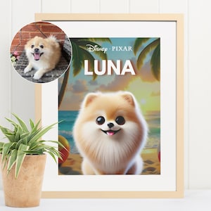 Personalized Cartoon Pet Portrait, Custom Pixar Pet Poster, Dog Cartoon ...