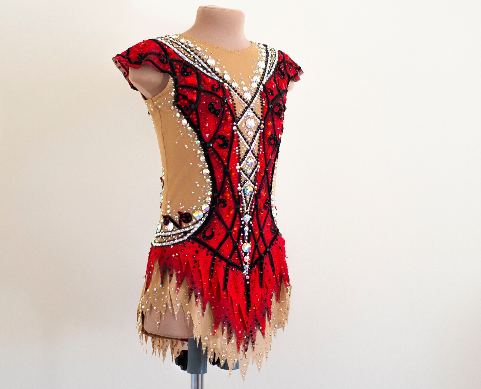 Red Rhythmic Gymnastics Leotard With Rhinestones, Custom RG Leotard - Etsy