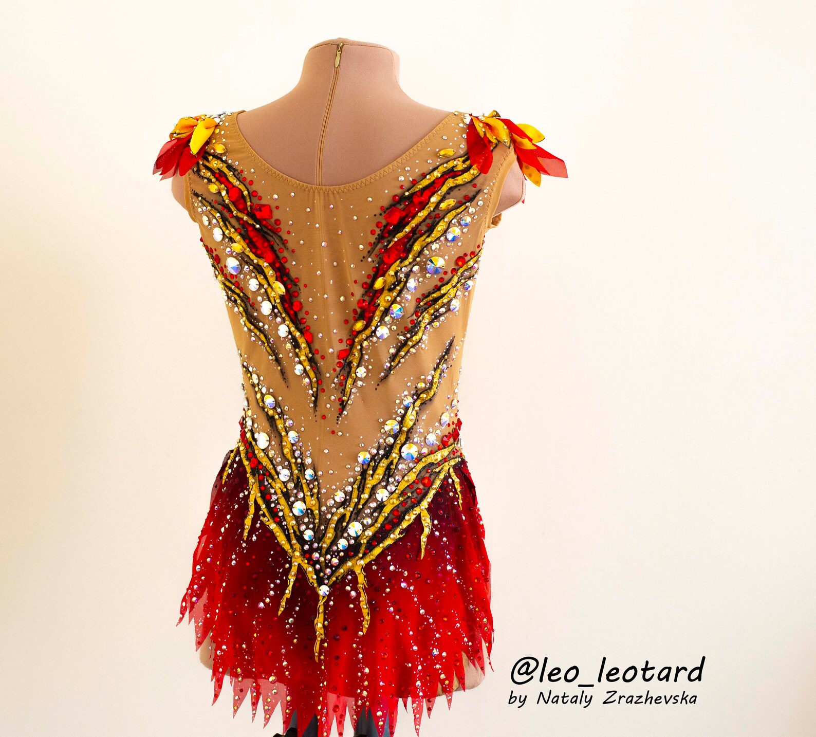 Rhythmic Gymnastics Leotard Gold on Red RG Leotard Custom - Etsy