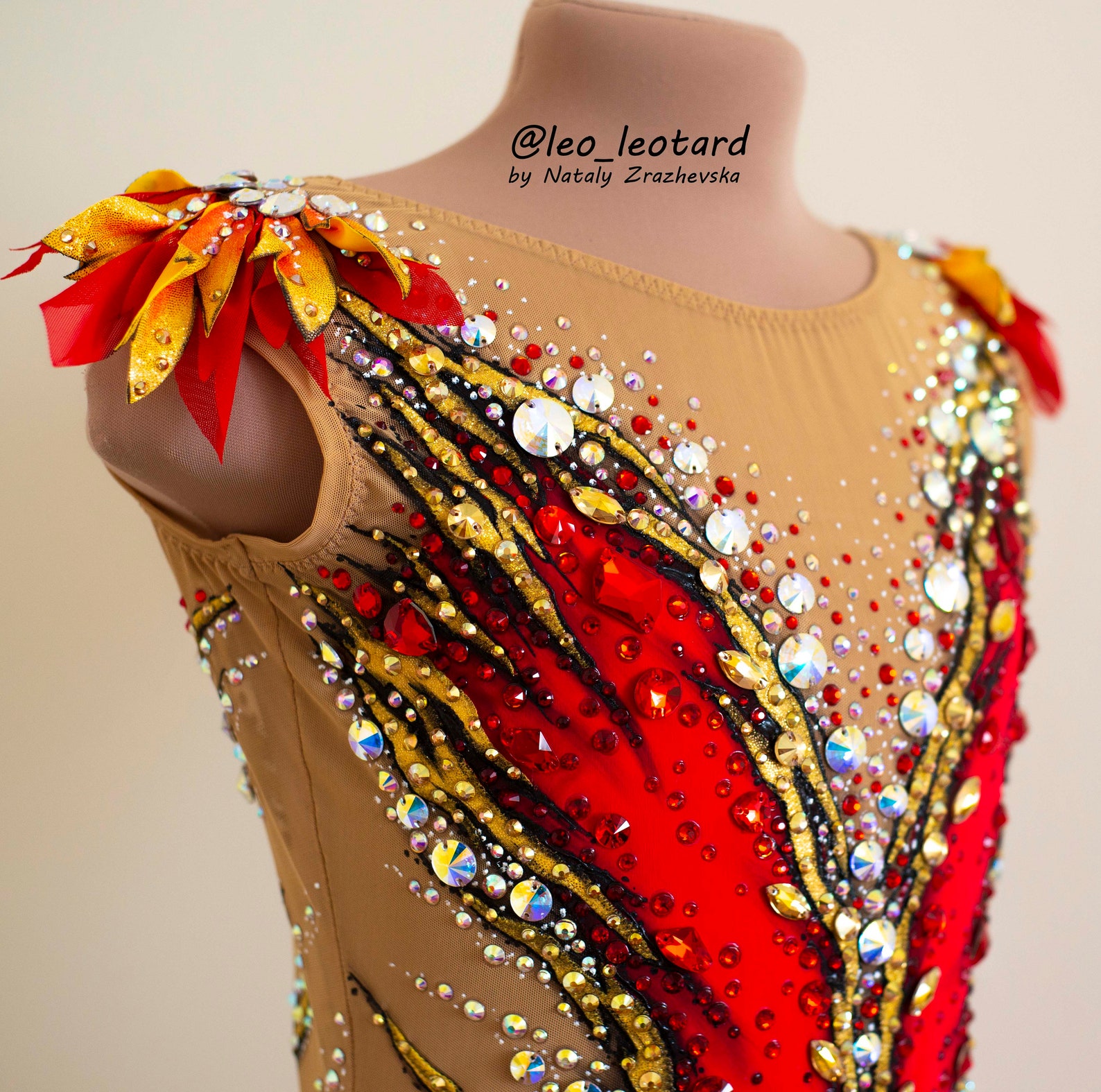 Rhythmic Gymnastics Leotard Gold on Red RG Leotard Custom - Etsy