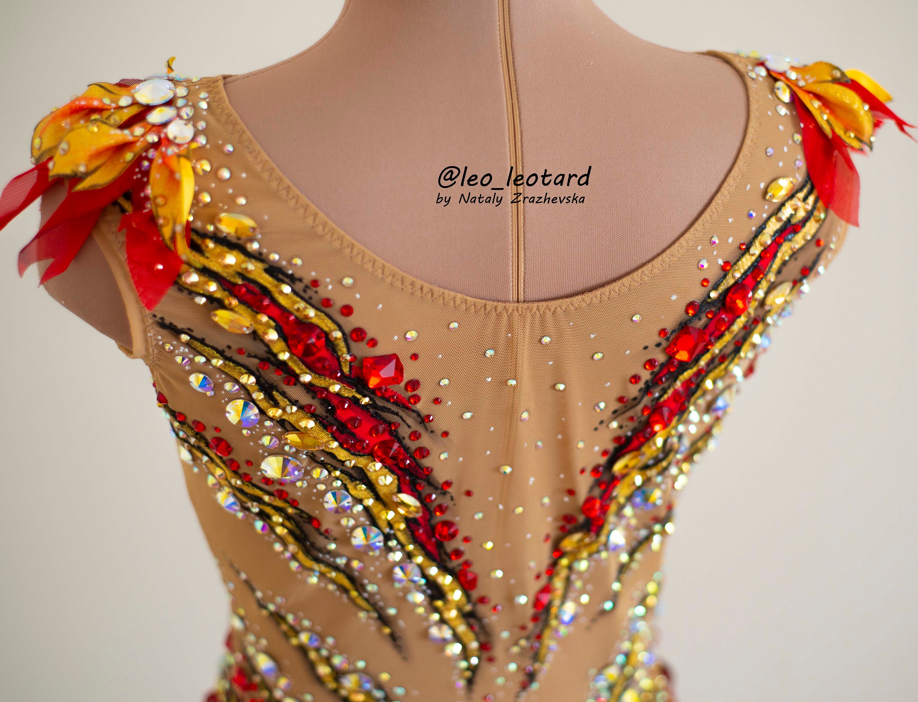 Rhythmic Gymnastics Leotard Gold on Red RG Leotard Custom - Etsy